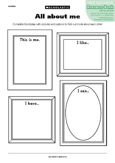 All About Me Sheets Eyfs