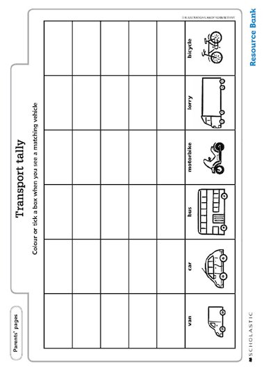 Transport tally – FREE Early Years teaching resource - Scholastic