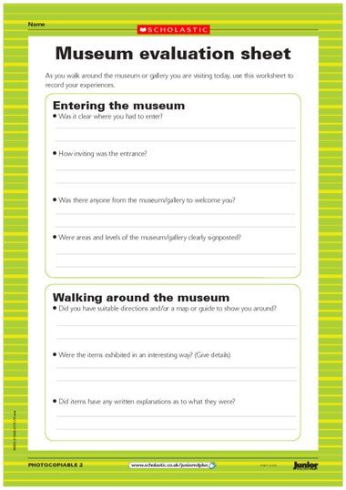 Museum evaluation sheet – Primary KS2 teaching resource - Scholastic