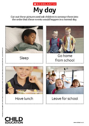 My day – sequencing activity – Primary KS1 teaching resource - Scholastic